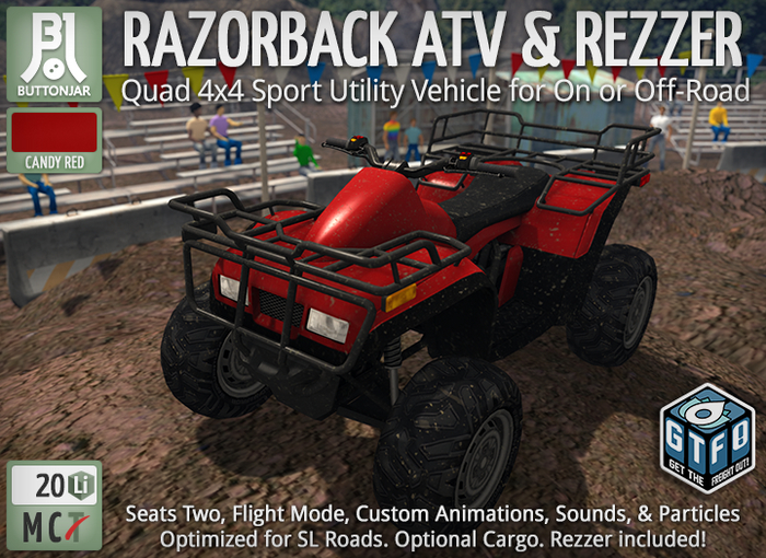 Second Life Marketplace - Razorback ATV & Rezzer - Candy Red ...